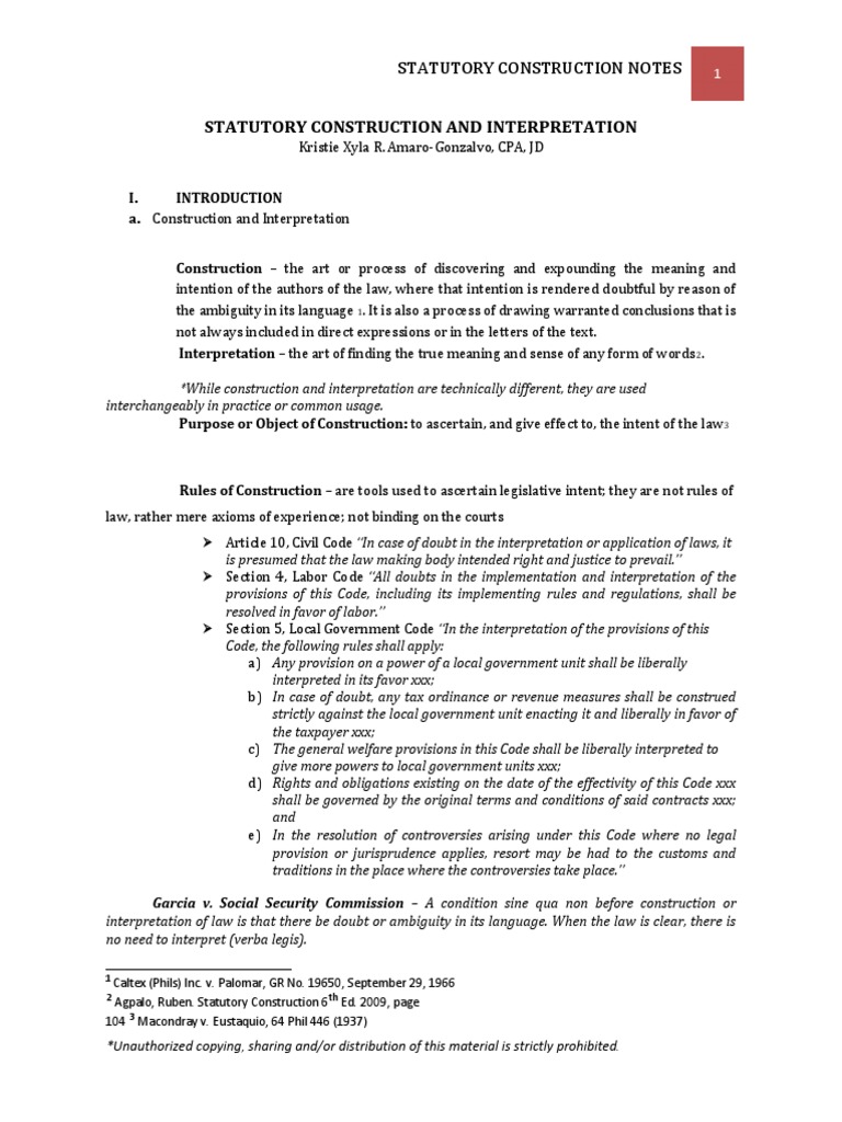 Statutory Construction Overview and Principles | PDF | Statutory ...