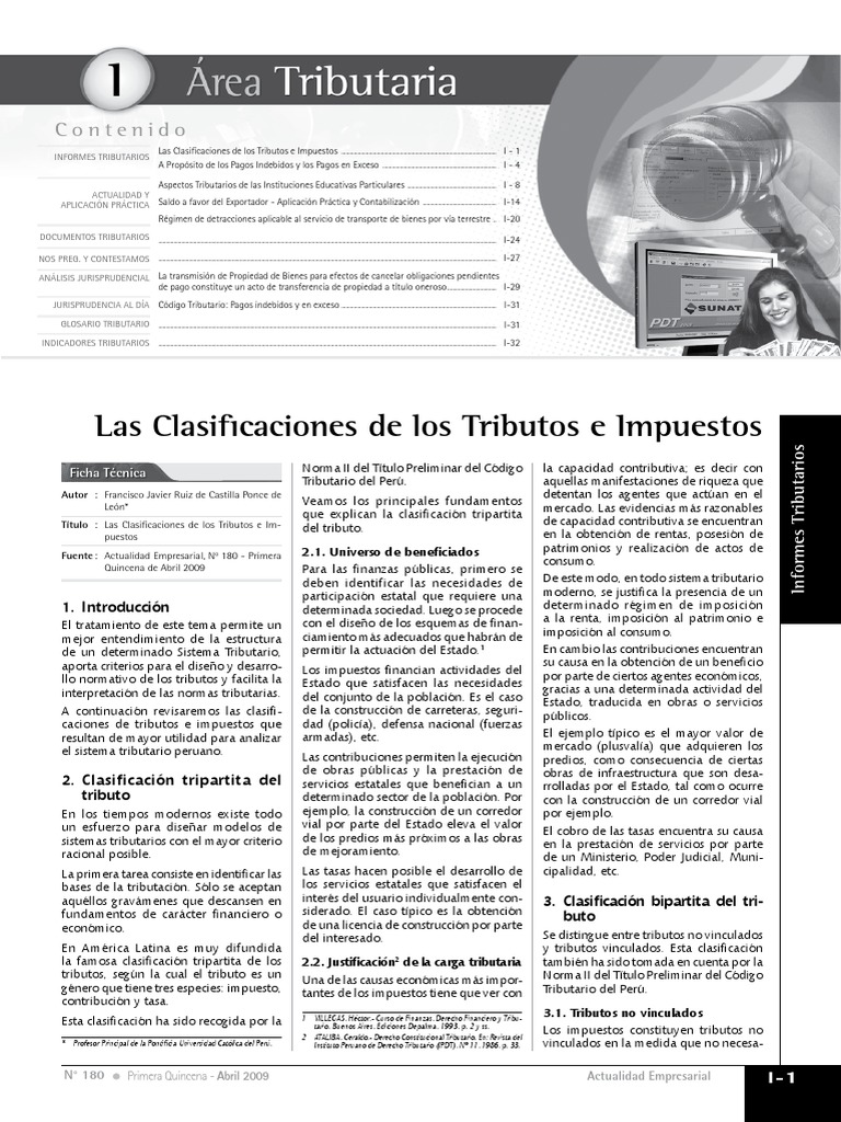 Las Clasificaciones de Los Tributos | PDF | Impuestos | Estado (política)