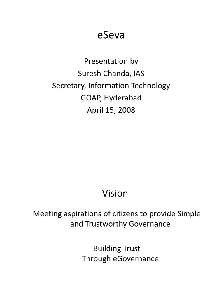 Presentation Eseva | Download Free PDF | Governance | Public–Private ...