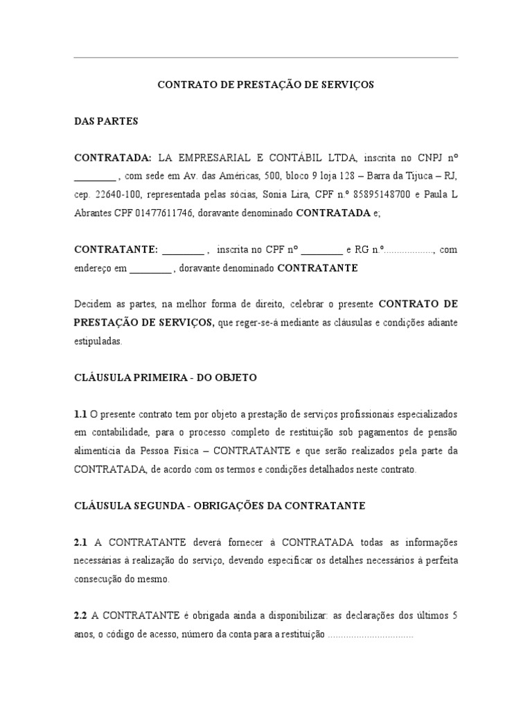 Contrato Prestacao | PDF | Business | Direito Privado