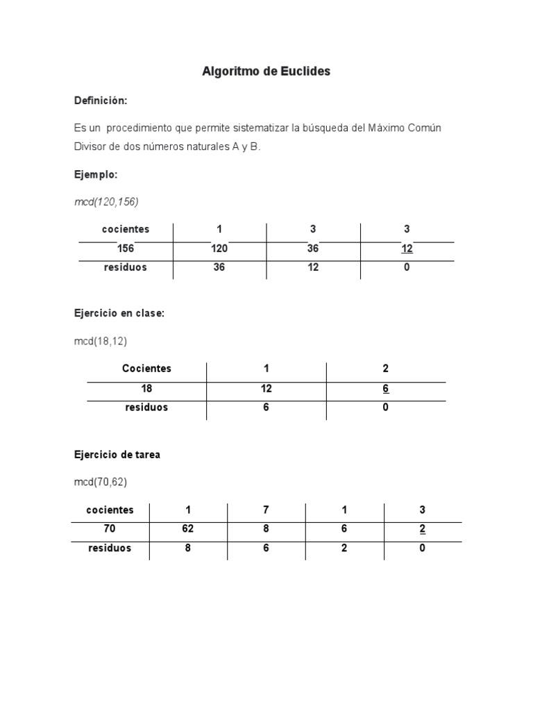 Algoritmo de Euclides | PDF