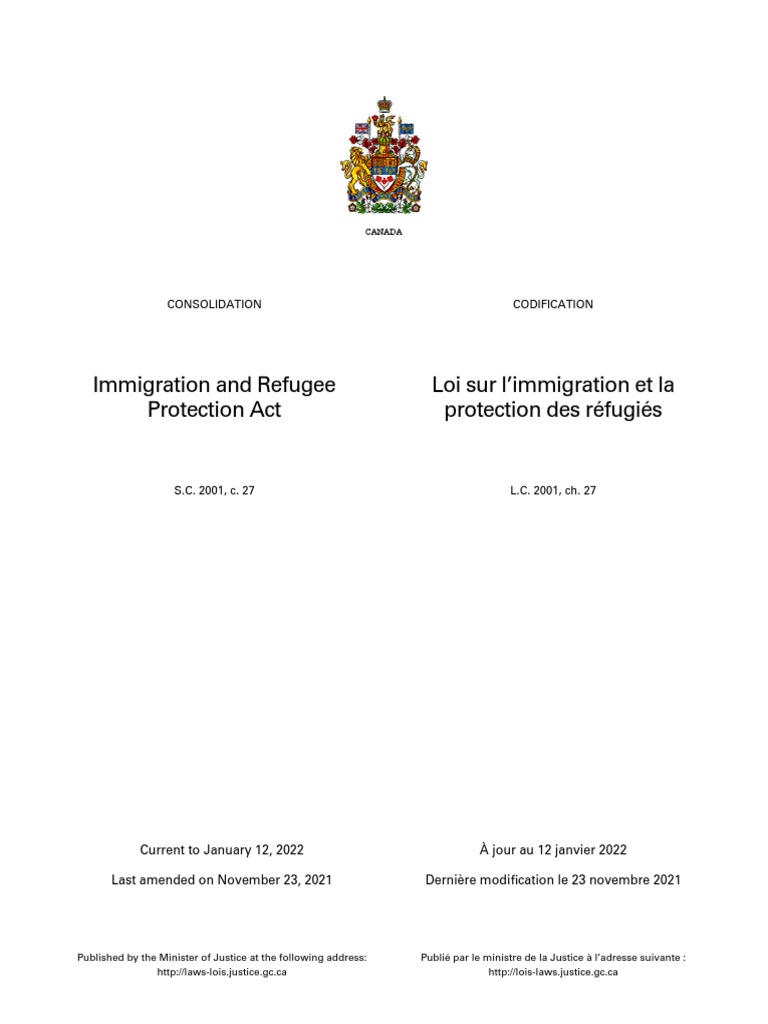 Immigration & Refugee Protection Act | PDF | Codification (Droit) | Réfugié