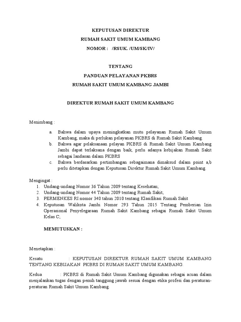 Panduan PKBRS RS Kambang Jambi | PDF | Kesehatan Holistik