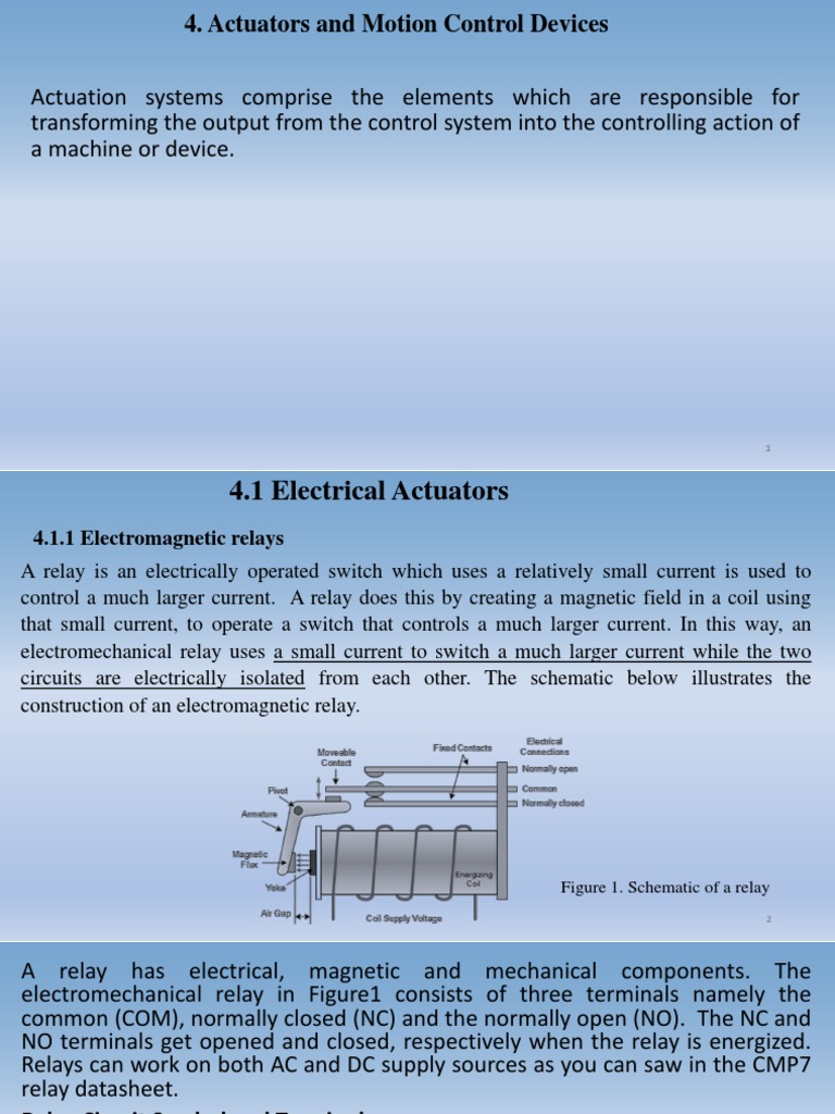 Chapter 4. Actuators and Motion Control Devices | PDF | Electric Motor | Relay