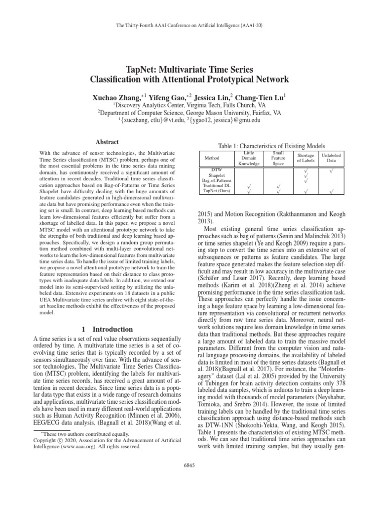 TapNet - Multivariate Time Series Classification With Attentional Prototypical Network | PDF ...