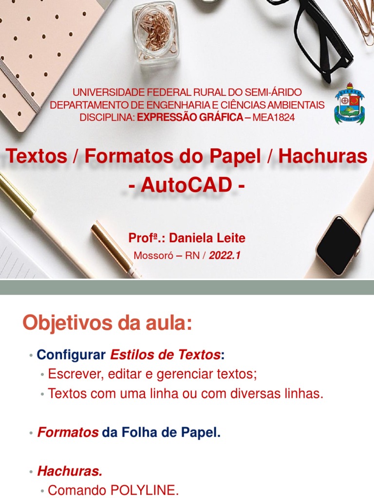 Aula 16 - Textos Formatos Do Papel Hachuras AutoCAD MEA1824 2022 | PDF | Auto Cad | Design gráfico