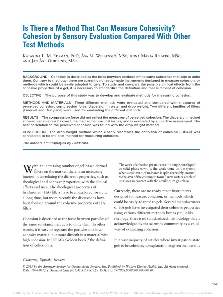 Is There A Method That Can Measure Cohesivity Cohesion By Sensory Pdf Youngs Modulus 0599