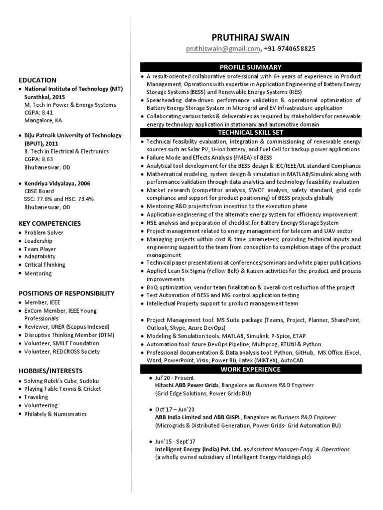 Resume-Pruthiraj Swain LinkedIn PDF | PDF | Fuel Cell | Mathematical ...
