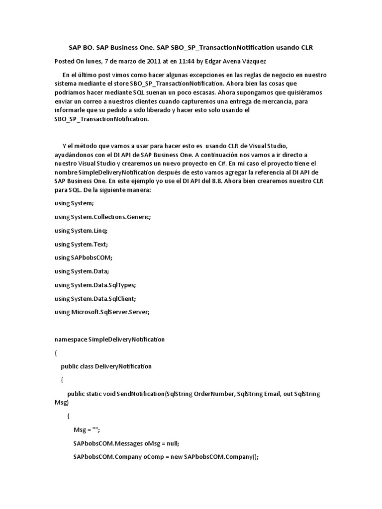 Sap Validaciones en Visual | PDF | SQL | C Sharp (lenguaje de programación)