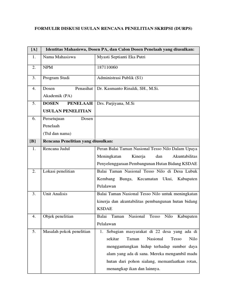 Formulir Diskusi Usulan Rencana Penelitian Skripsi (Durps) - Nopi Rika ...