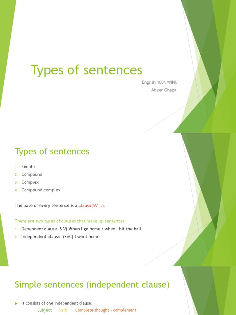 Types of Sentences | PDF | Sentence (Linguistics) | Semantic Units