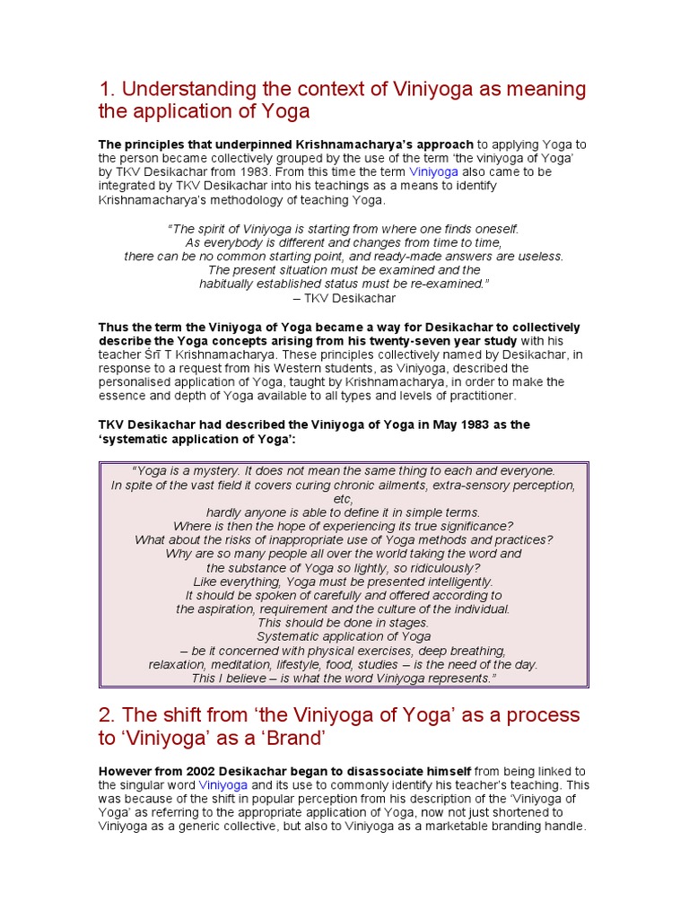 The Concept of Viniyoga | PDF