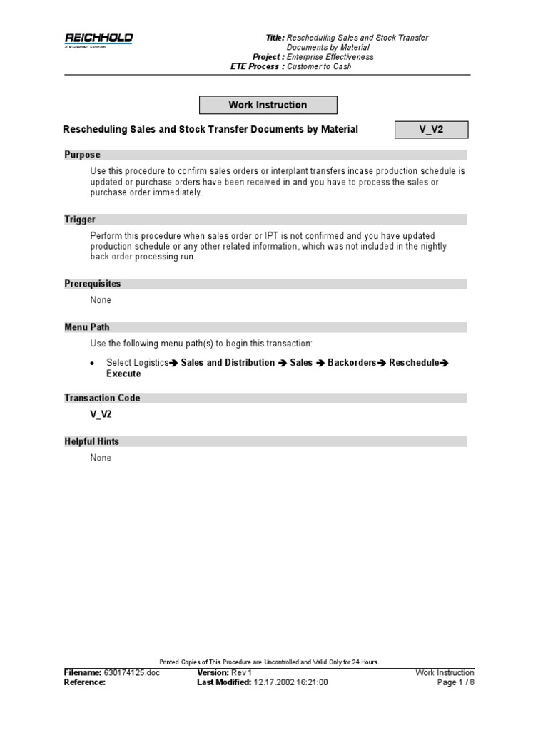 C2C - W1 - V - V2 - Back Order Processingwi | PDF