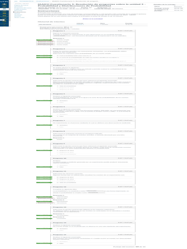 (AA01) Cuestionario 5 - Resolución de Preguntas Sobre La Unidad 5 - Probabilidad y ...