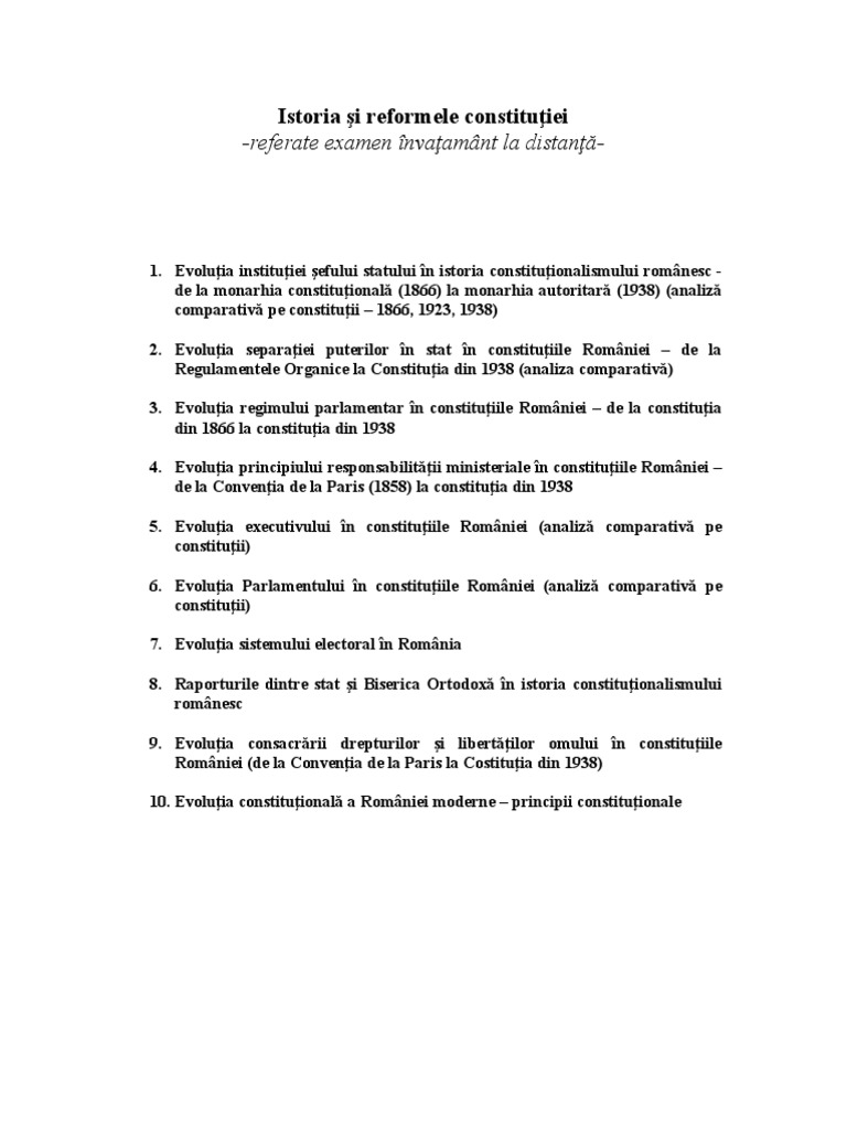 Teme Referate Istoria Si Ref Constitutiei | PDF