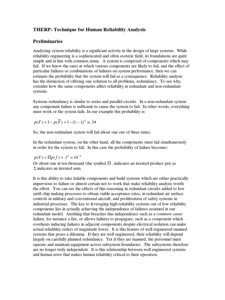 THERP | PDF | Reliability Engineering | System