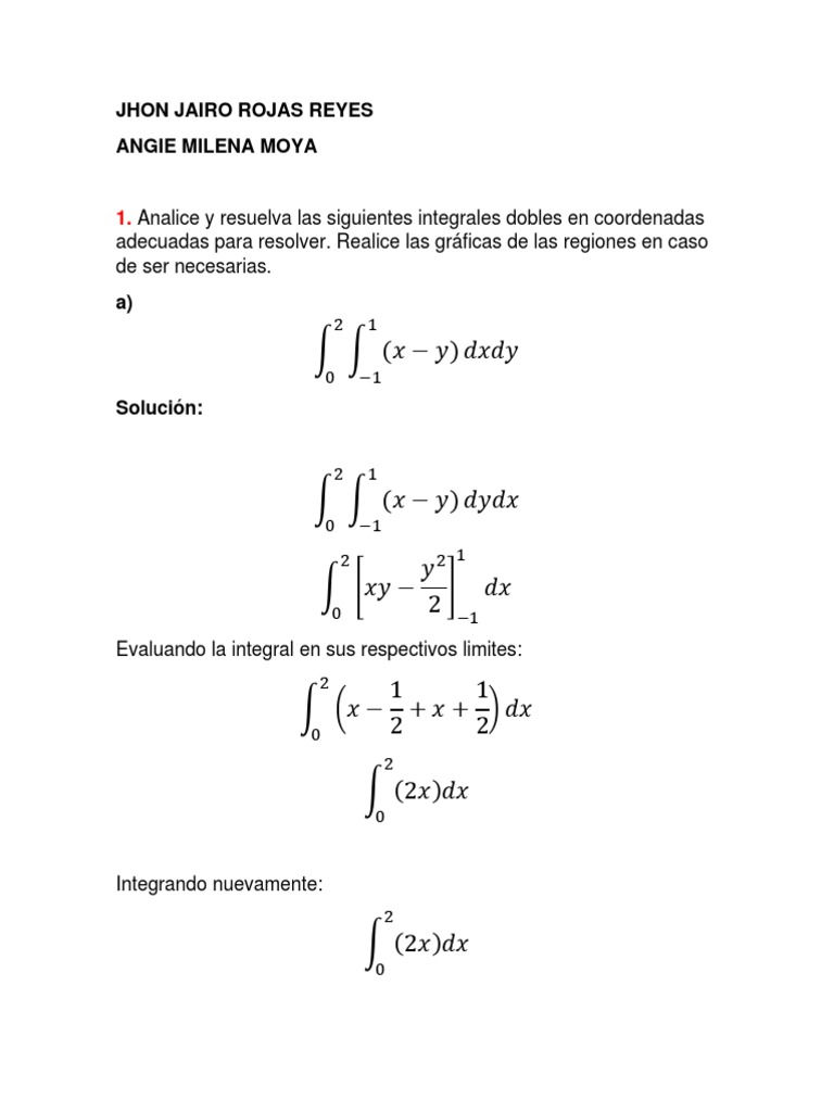 Resolución de Integrales Dobles | PDF | Integral | Objetos matemáticos