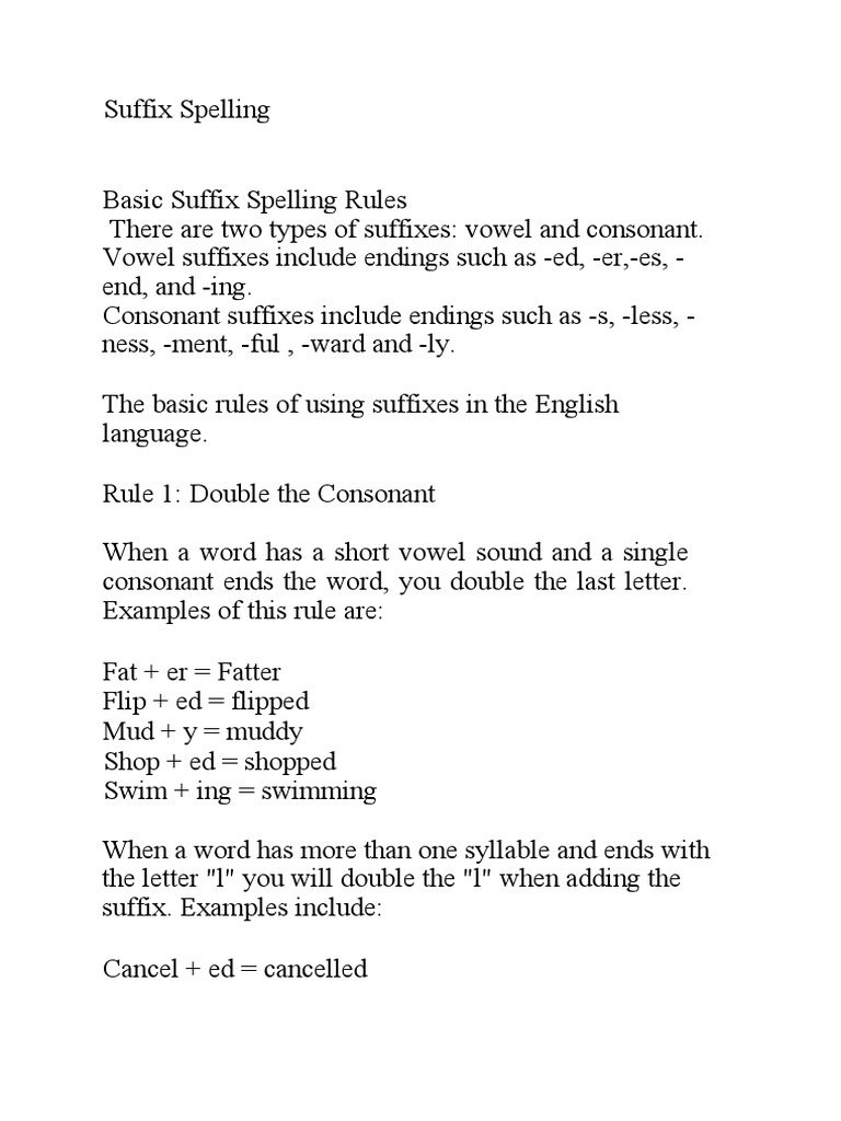 Suffix Spelling Rules 2 | PDF | Consonant | Vowel