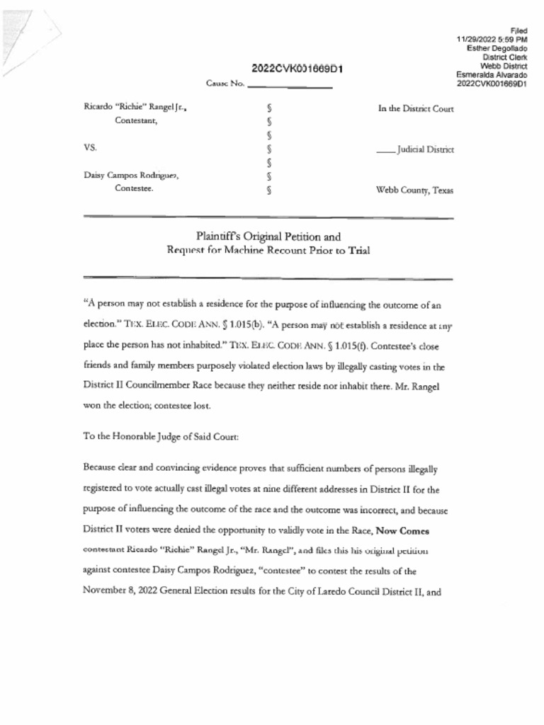 Ricardo "Richie" Rangel Jr. v. Daisy Campos Rodriguez | PDF
