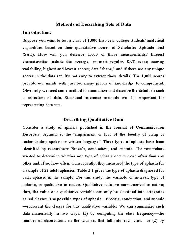 Statistics - Methods of Describing Sets of Data | PDF | Mean | Outlier