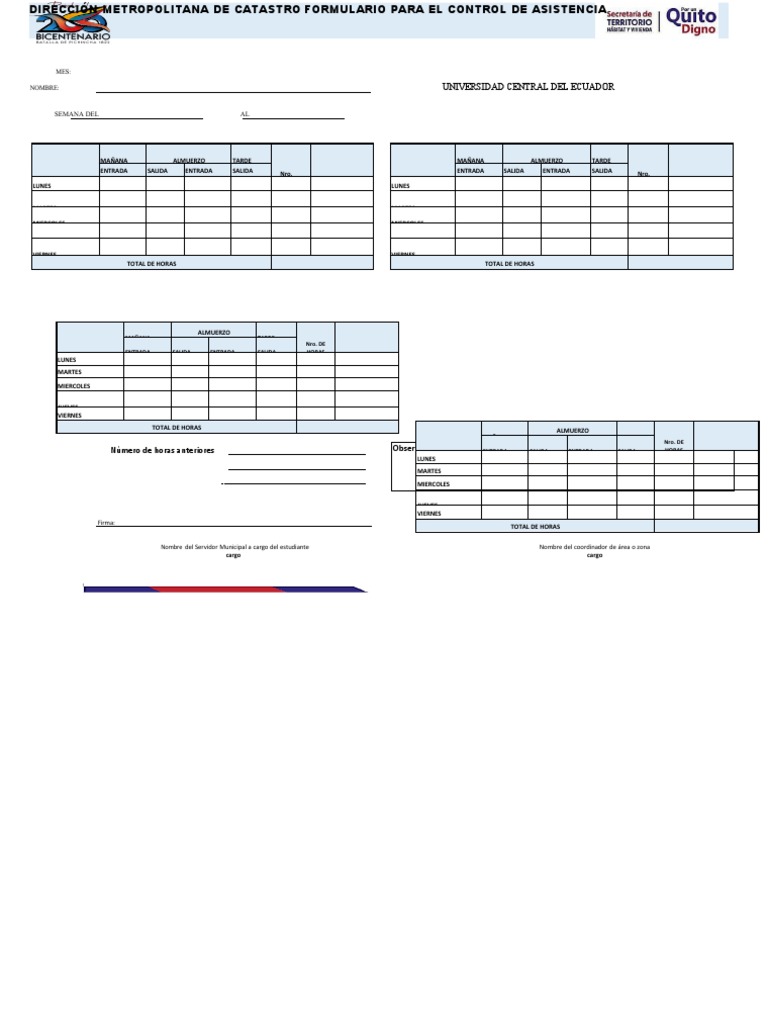 Formulario de Control de Asistencia | PDF
