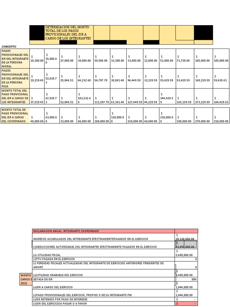 Determiacion Del Monto Total de Los Pagos Provicionales Del Isr A Cargo ...