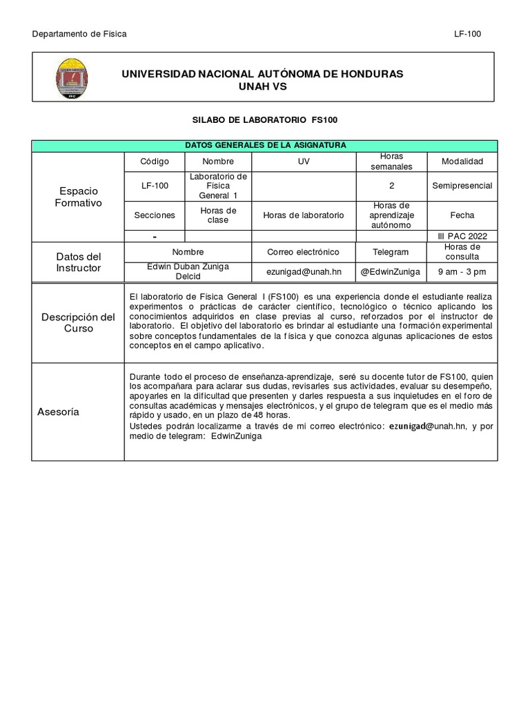 Guía del Laboratorio de Física FS100 | PDF | Laboratorios | Prueba (evaluación)