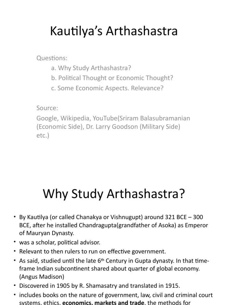 Assignment 1. Presentation On Kautilya's ArthaShastra | PDF | Economies