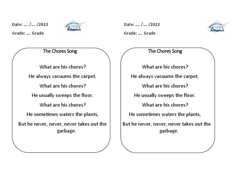 The Chores Song | PDF