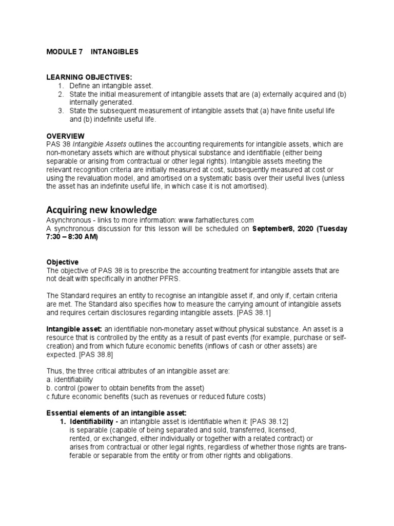 Module 7 Intangibles | PDF | Intangible Asset | Goodwill (Accounting)