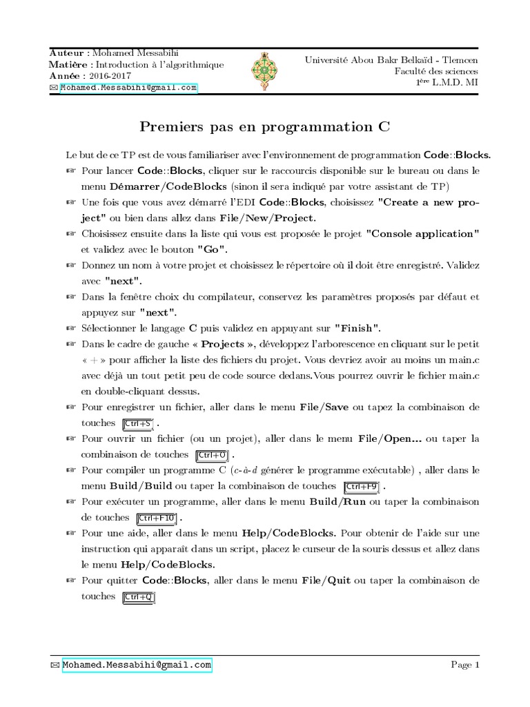 Introduction à la programmation C avec Code::Blocks | PDF | Programme informatique | Programmation