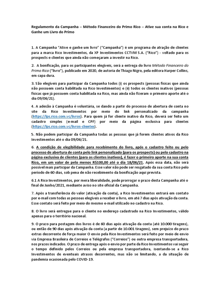 Ative sua conta na Rico e ganhe o livro 'Método Financeiro do Primo ...