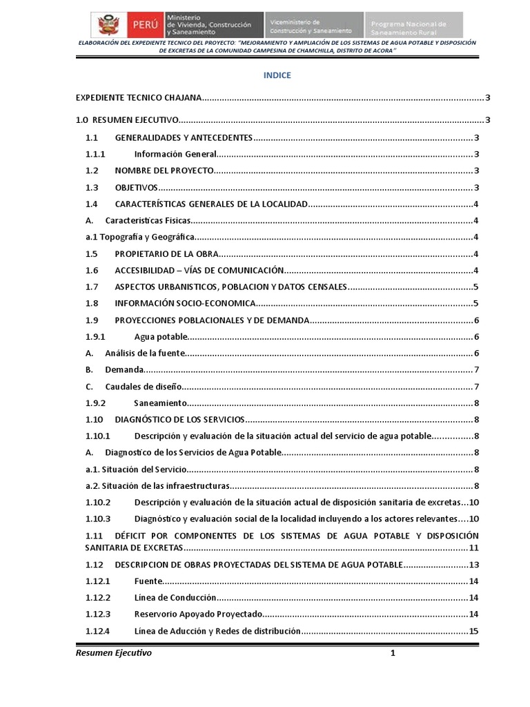 Resumen Ejecutivo Chamchilla | PDF | Agua | Reservorio