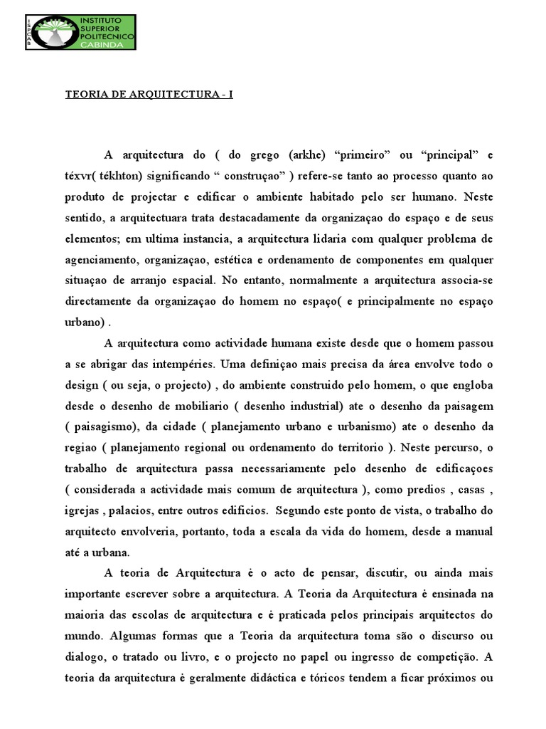 TEORIA DE ARQUITECTURA - UMA INTRODUÇÃO ÀS FUNDAMENTAIS IDEIAS E ...