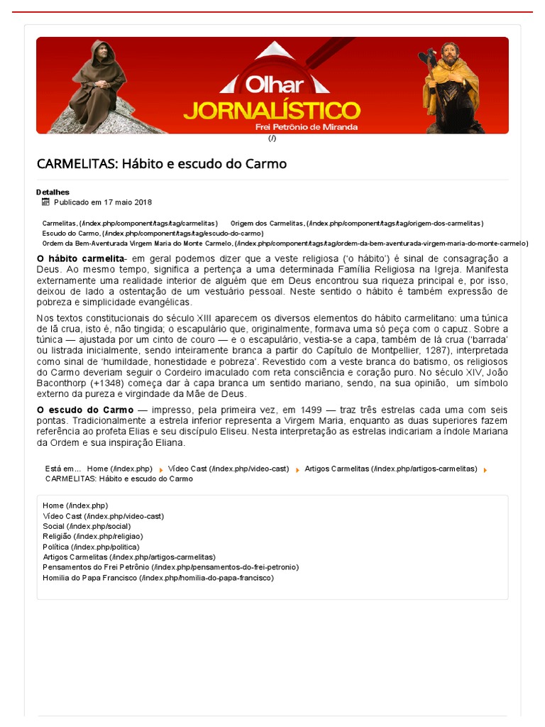 CARMELITAS - Hábito e Escudo Do Carmo | PDF | Maria, mãe de Jesus