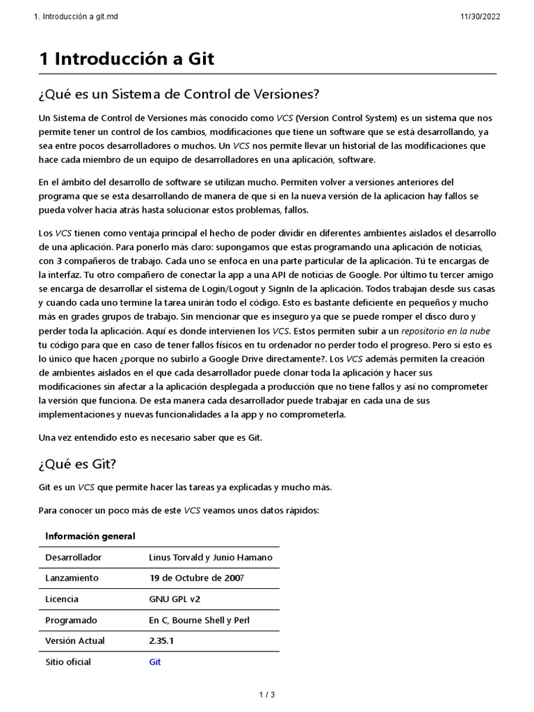 1 Introducción A Git | PDF | Control de versiones | Software de la ...