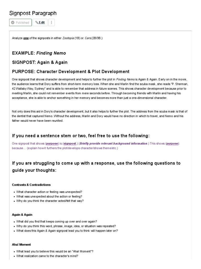 Signpost Paragraph Instructions | PDF | Cognition | Neuroscience