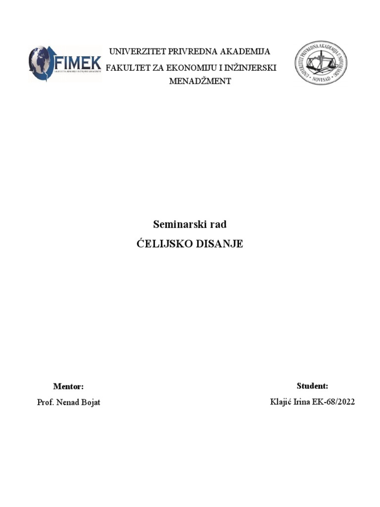 Biohemija Ćelijsko Disanje | PDF