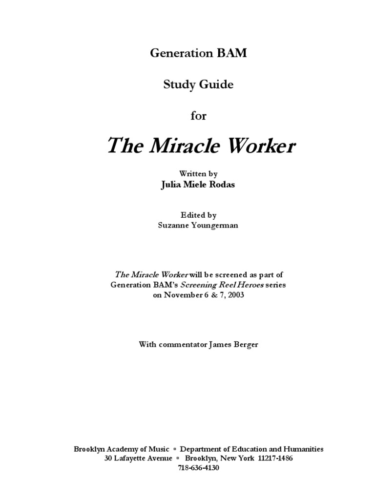 Study Guide The Miracle Worker | PDF