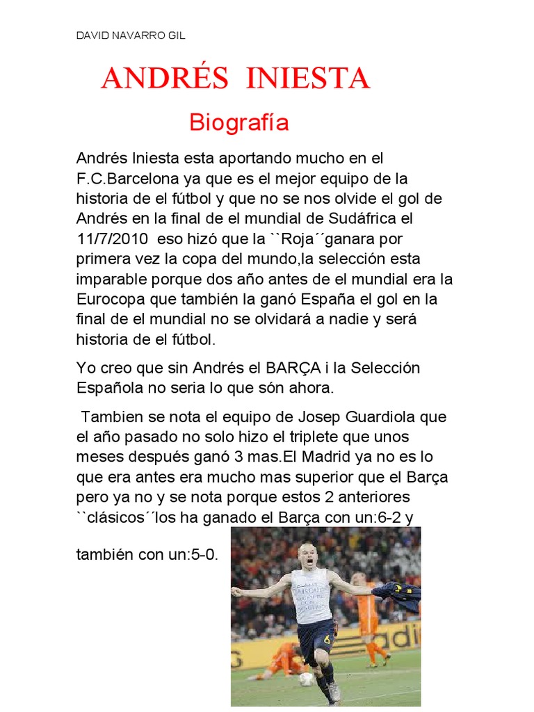 Andrés Iniesta: Biografía | PDF