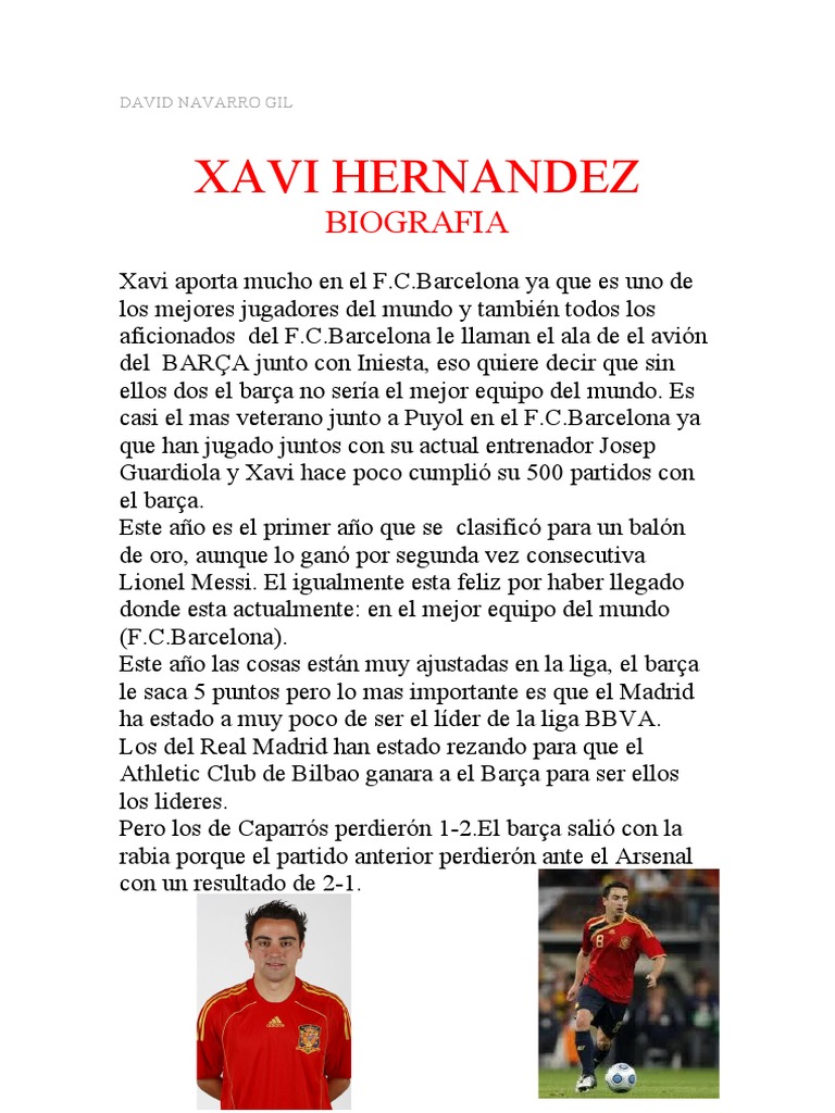 Xavi Hernandez: Biografia | PDF | Deportes y actividades al aire libre