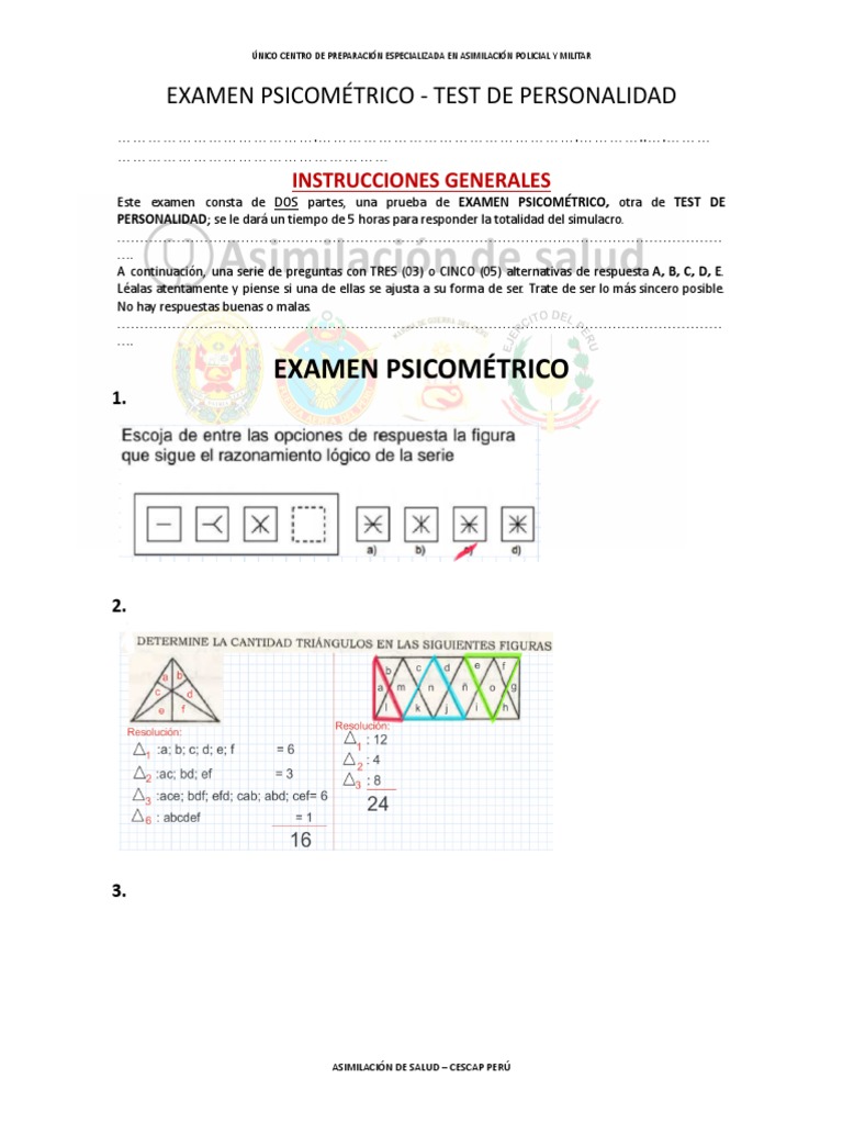 Examen Psicométrico - Test de Personalidad - Rtas. | PDF