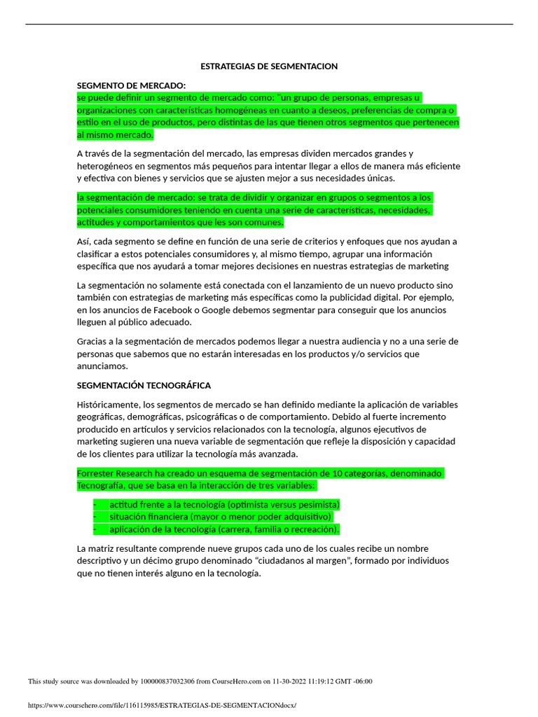 Estrategias de Segmentacion | PDF | Marketing | Mercado (economía) Estrategias de Segmentacion | PDF | Marketing | Mercado (economía)