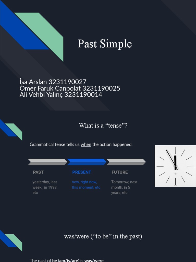 Past Simple: İsa Arslan 3231190027 Ömer Faruk Canpolat 3231190025 Ali ...
