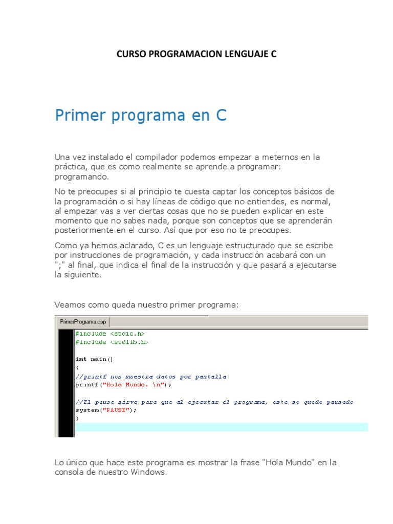 Curso Programacion Lenguaje C | PDF | Tipo de datos | Lenguaje de programación
