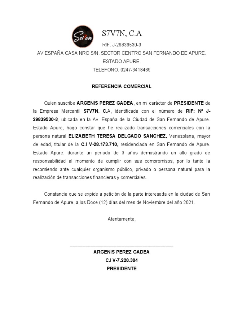 Formato de Referencia Comercial | PDF | España | Economias