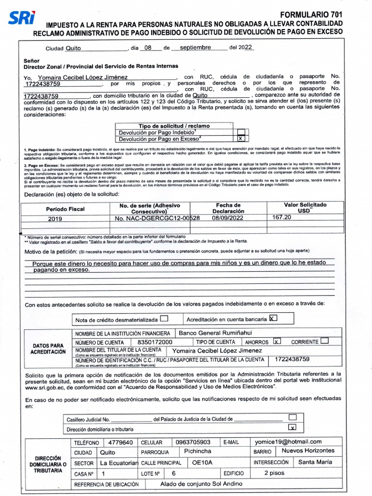 Formulario 701 20220908 - 14093818 | PDF