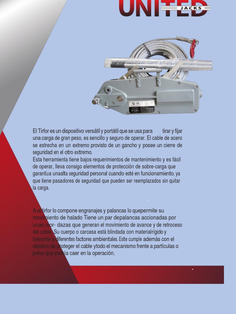 Funcionamiento y partes del tirfor | PDF