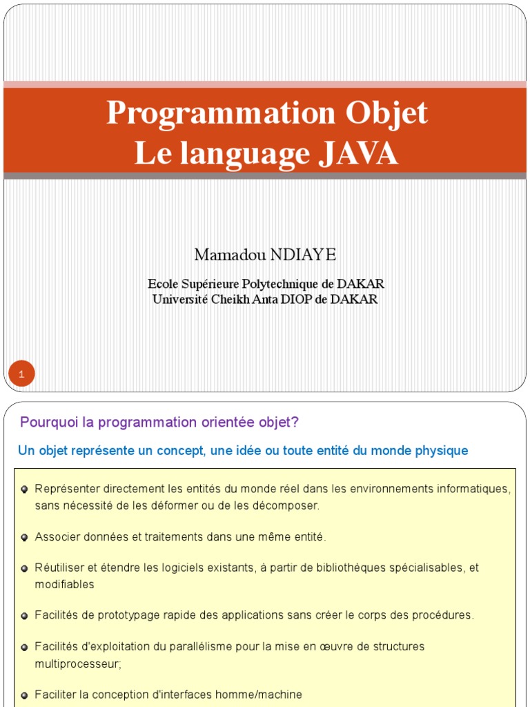 Cours JAVA NDIAYE | PDF | Java (Langage de programmation) | Classe (informatique)