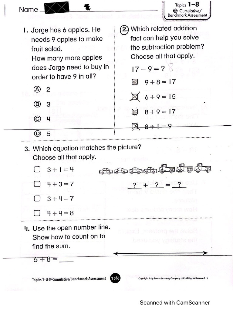 Topics 1-8 Cumulative Benchmark Assessment | PDF